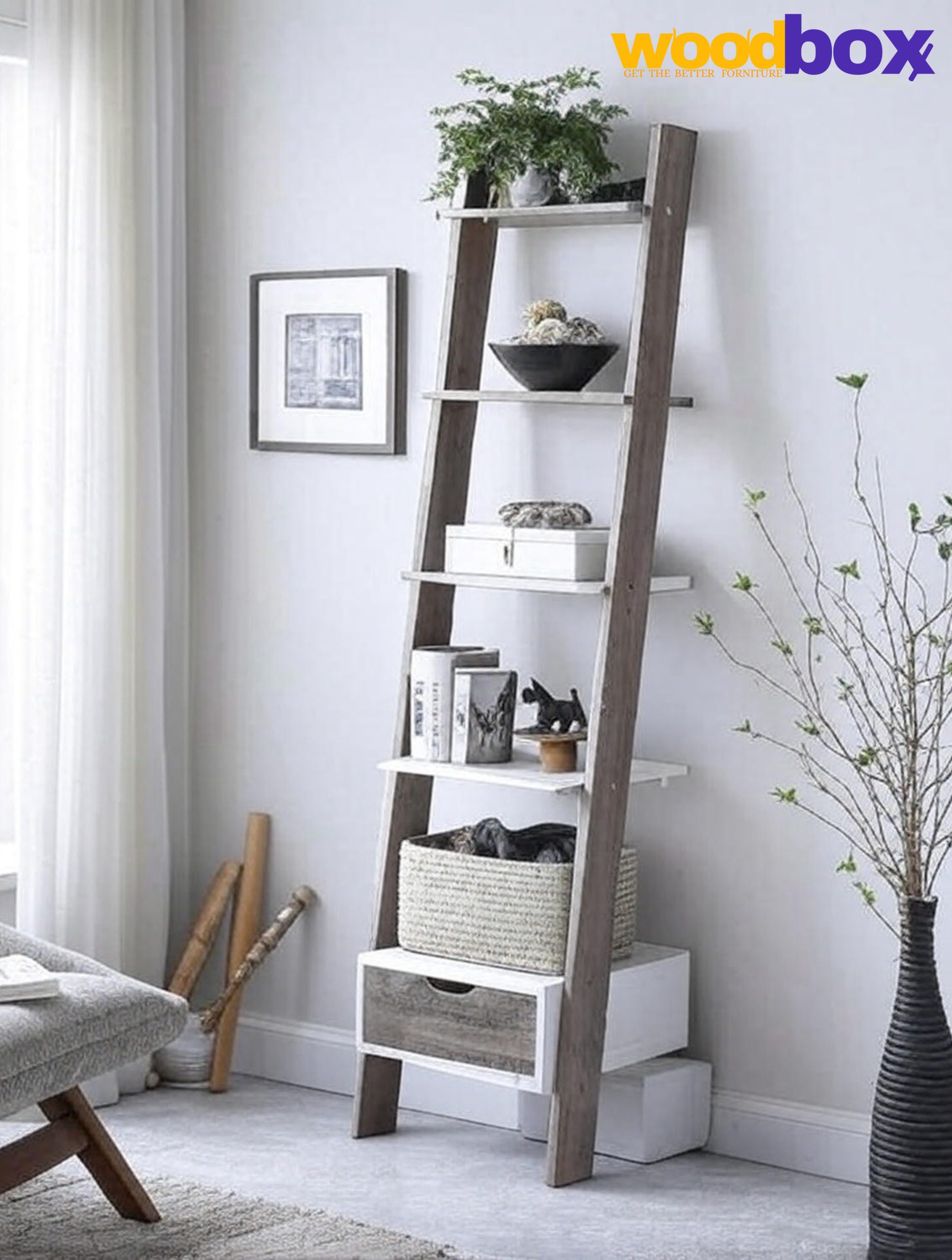 Ladder Decor Wall Mount – Wood Box
